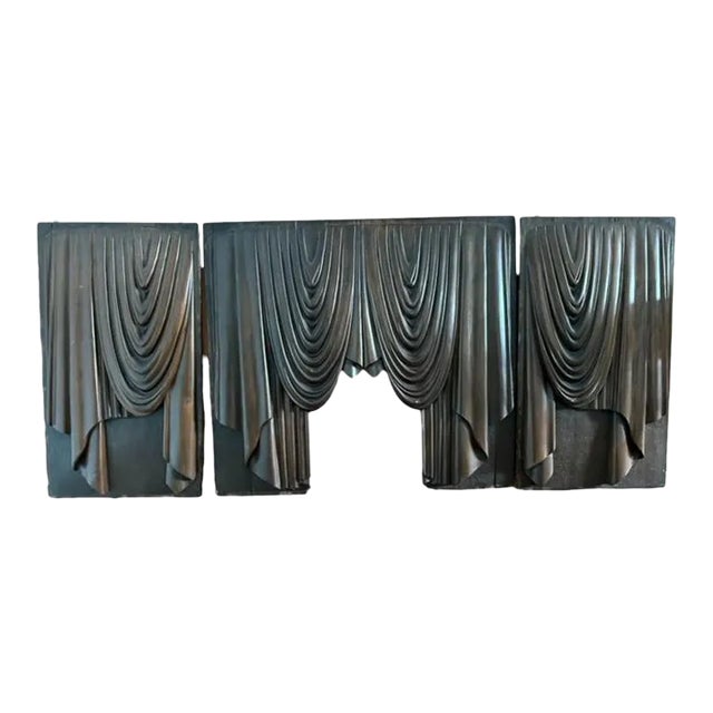 Antique Folk Art Pair of American Victorian Carved Drapes for Funeral ...