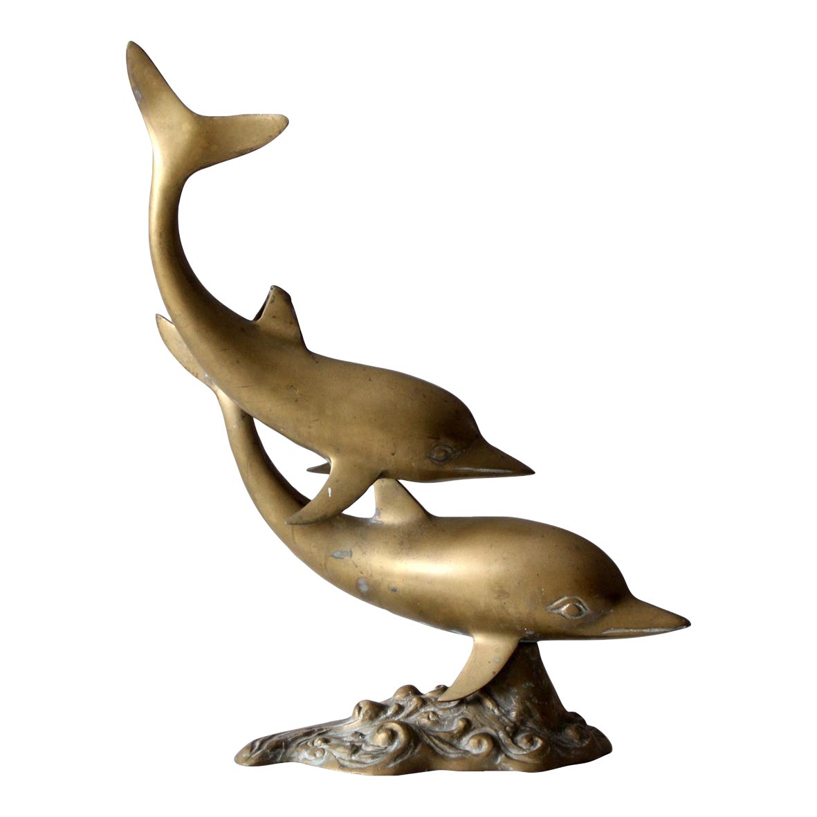 Mid Century Brass Dolphin Statue | Chairish