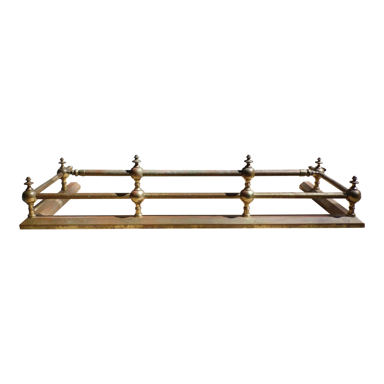 Antique 19th C. Victorian Brass Plated Fireplace Fender Fire Screen ...
