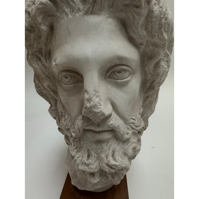 Bust of an Ancient Greek or Roman Bard on Wood Base | Chairish
