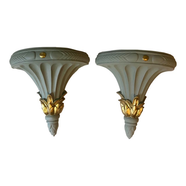 Vintage French Neoclassical Style Plaster Wall Brackets - Pair | Chairish