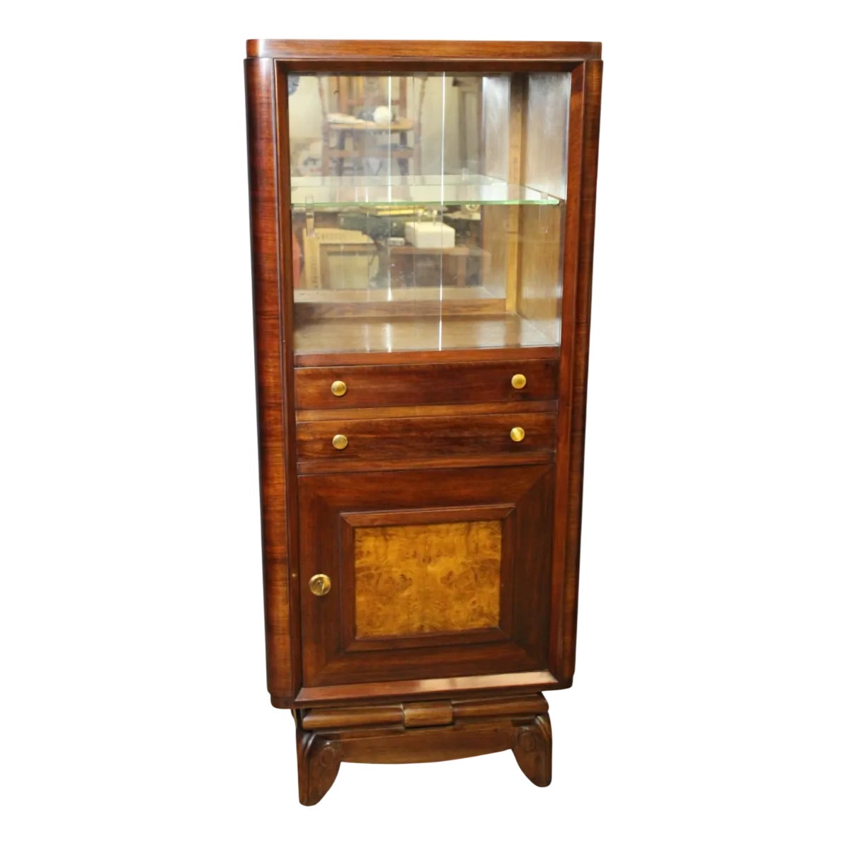 Art Deco Walnut Showcase, 1940s | Chairish