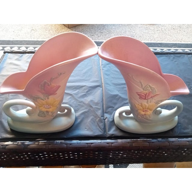 Exquisite Pair of Hull Usa Cornucopia Vases | Chairish