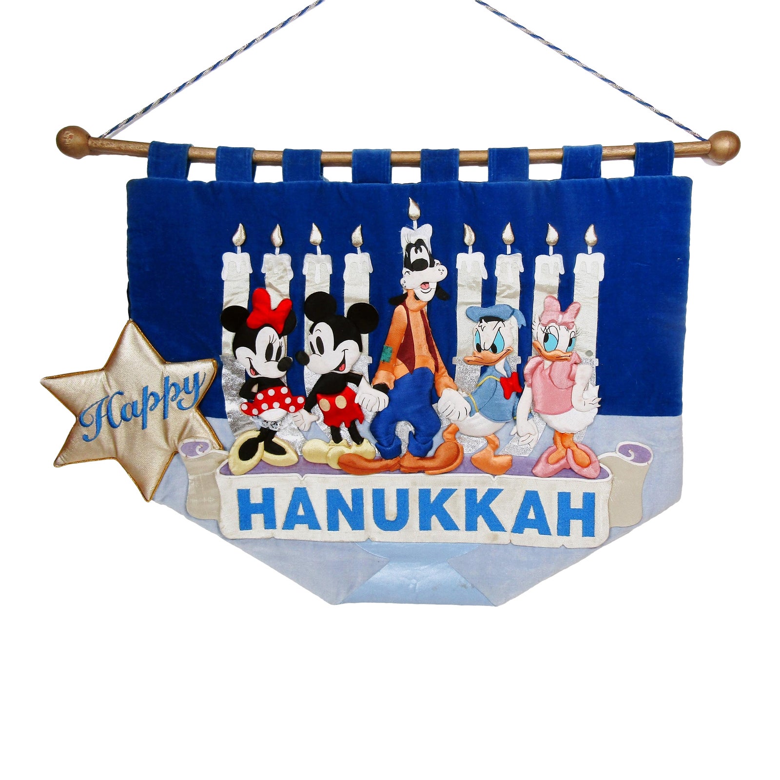 Disney Hanukkah Felt Banner W/ Menorah — Mickey, Minnie, Goofy, Donald ...