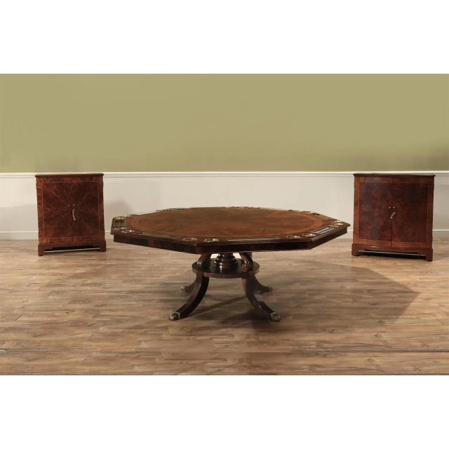 Round Expanding Dark Mahogany Dining & Poker Table with Two Leaf ...