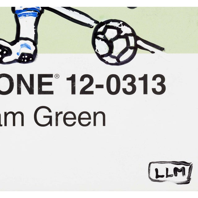 Soccer Players on Pantone 12-0313 Seafoam Green Postcard Original ...
