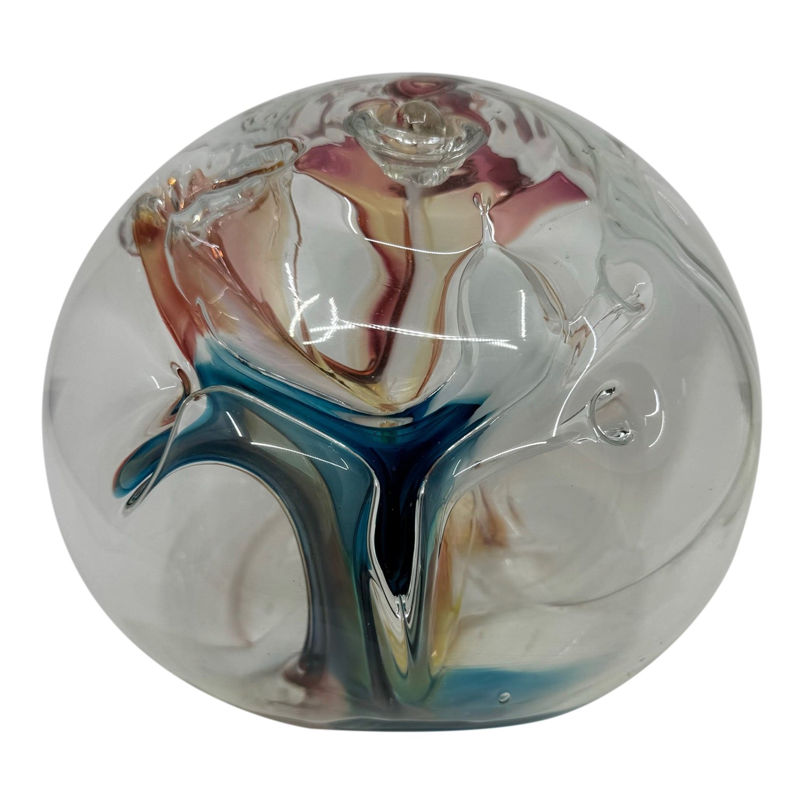 Hand Blown Glass Orb Sculpture by Peter Bramhall, Ca. 1985 | Chairish