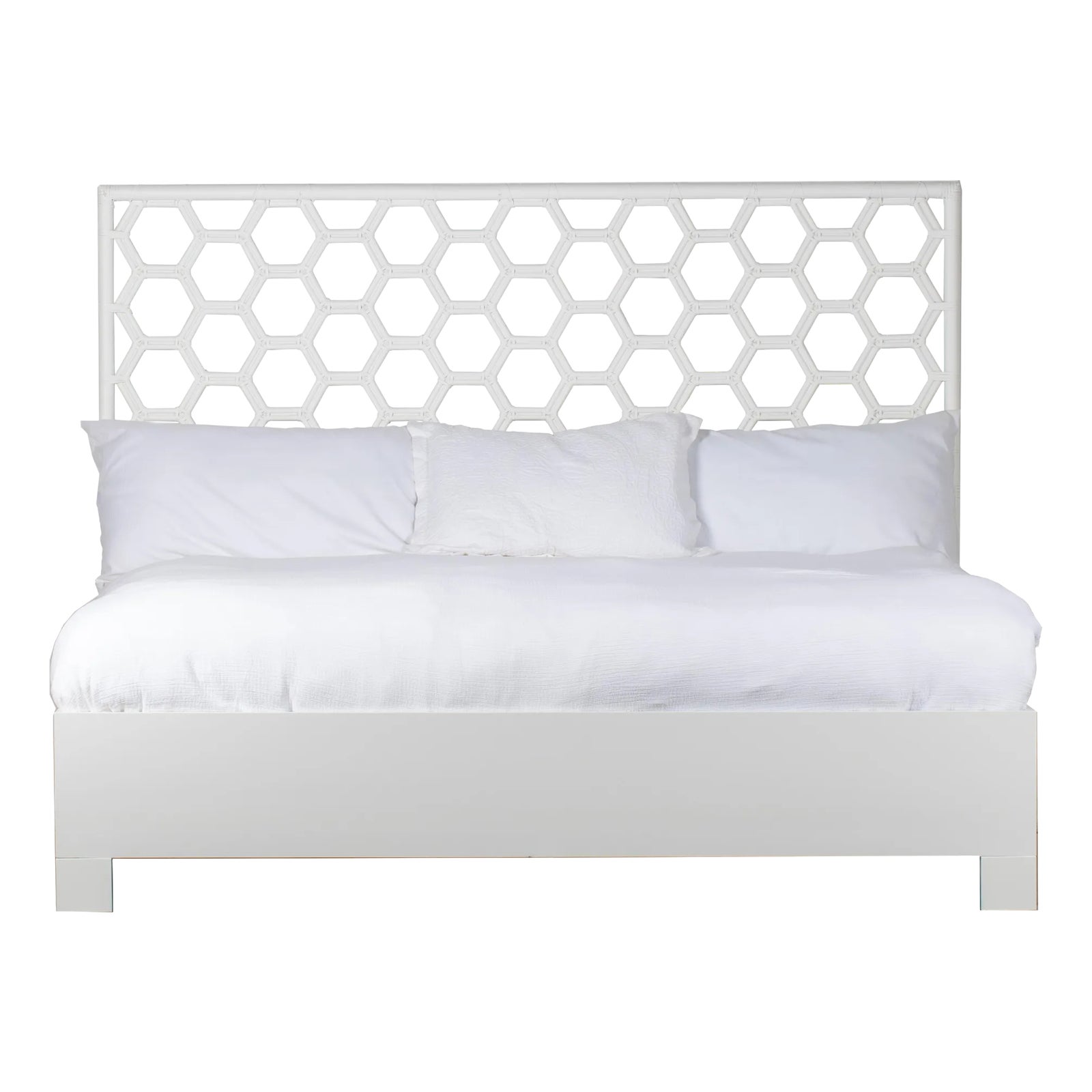 Honeycomb Platform Bed King, White | Chairish