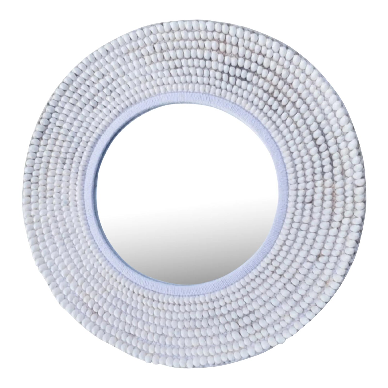 Large Round Coastal Seashell White Wall Mirror | Chairish