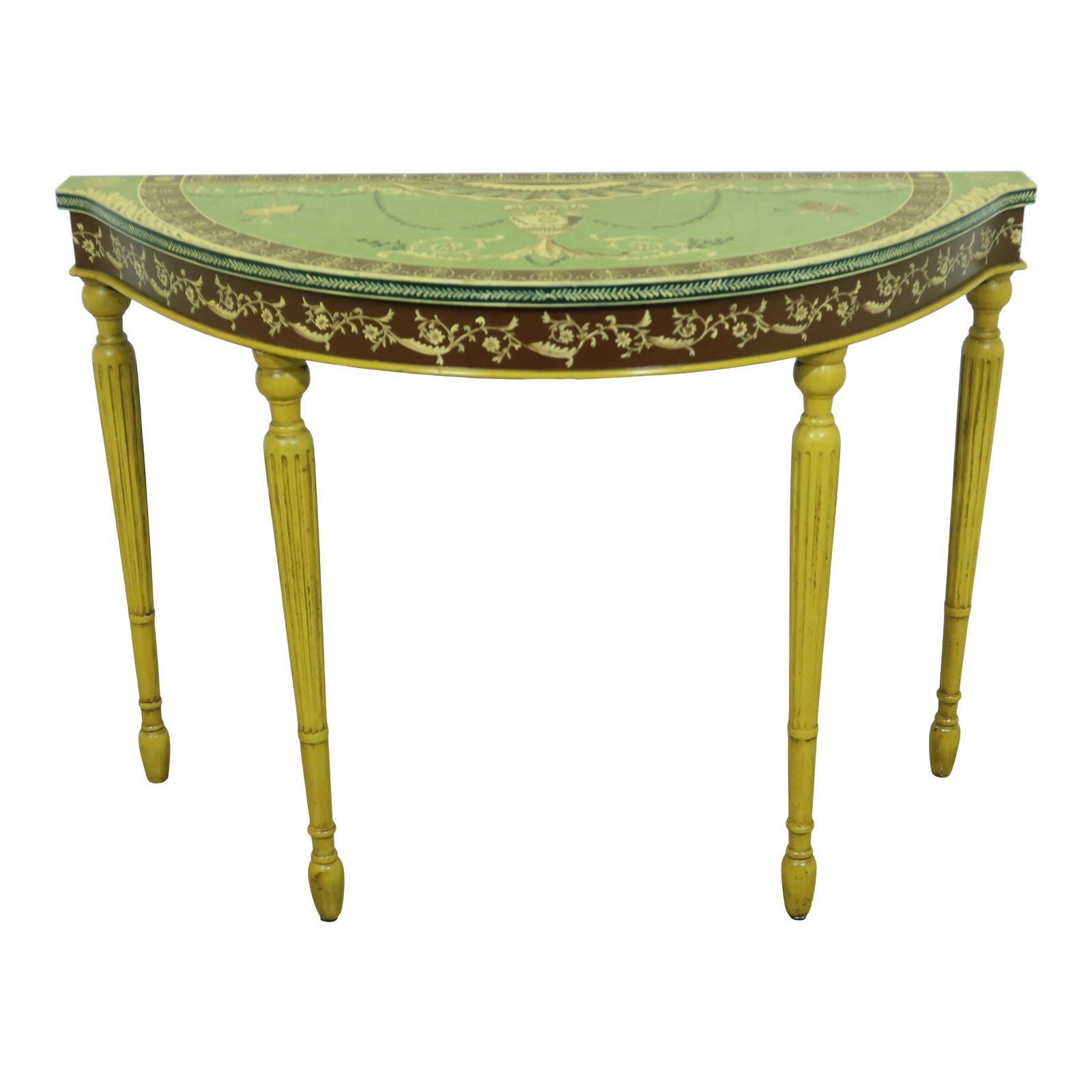 Adams Paint Decorated 1/2 Round Console Table | Chairish