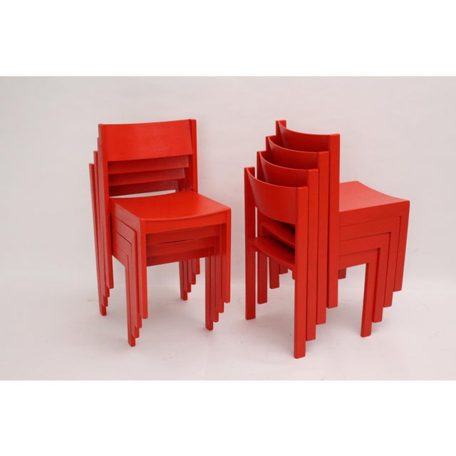 Mid-Century Modern Red Dining Chairs, Set of 14 | Chairish