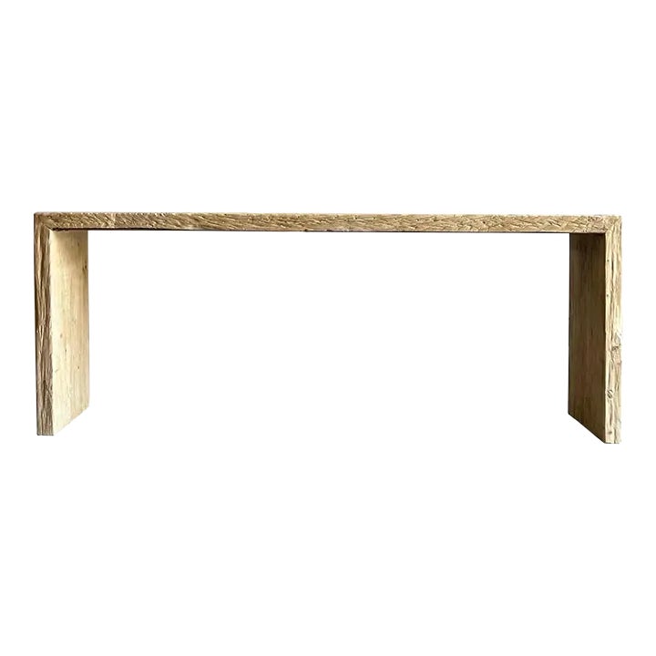 Natural Elm Wood Reclaimed Waterfall Style Console Table | Chairish