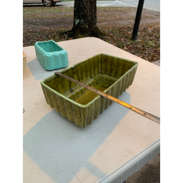 Mid-Century Cookson Pottery Green Ceramic Planter | Chairish