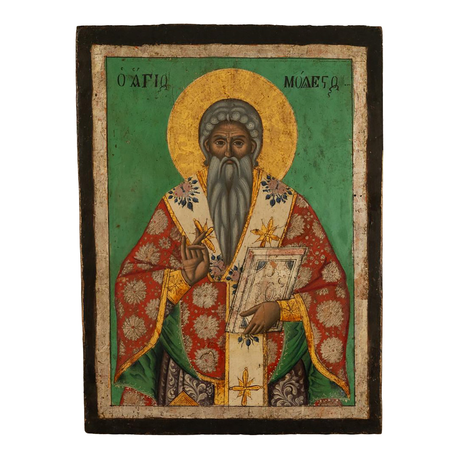 Antique 19th Century Egg Tempera Gilded Greek Orthodox Icon Saint ...