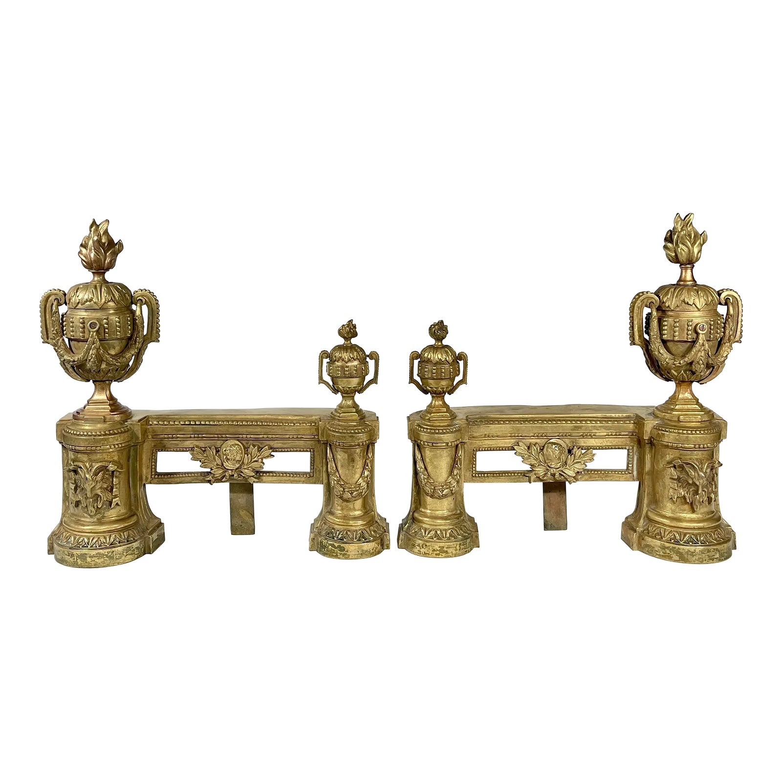 19th Century French Gilt Bronze Fire Andirons - a Pair | Chairish