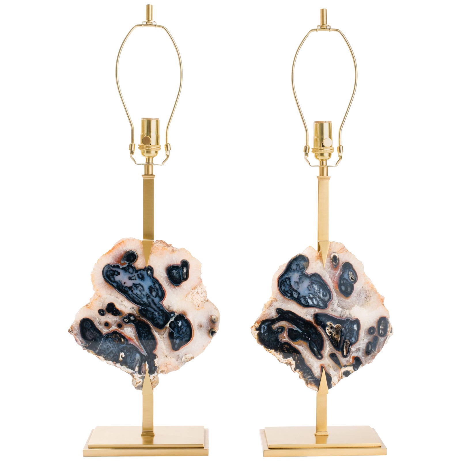 Agate Table Lamps, Custom-Made - a Pair | Chairish