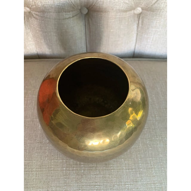 Vintage Serving Hammered Solid Brass Bowl & Vase | Chairish