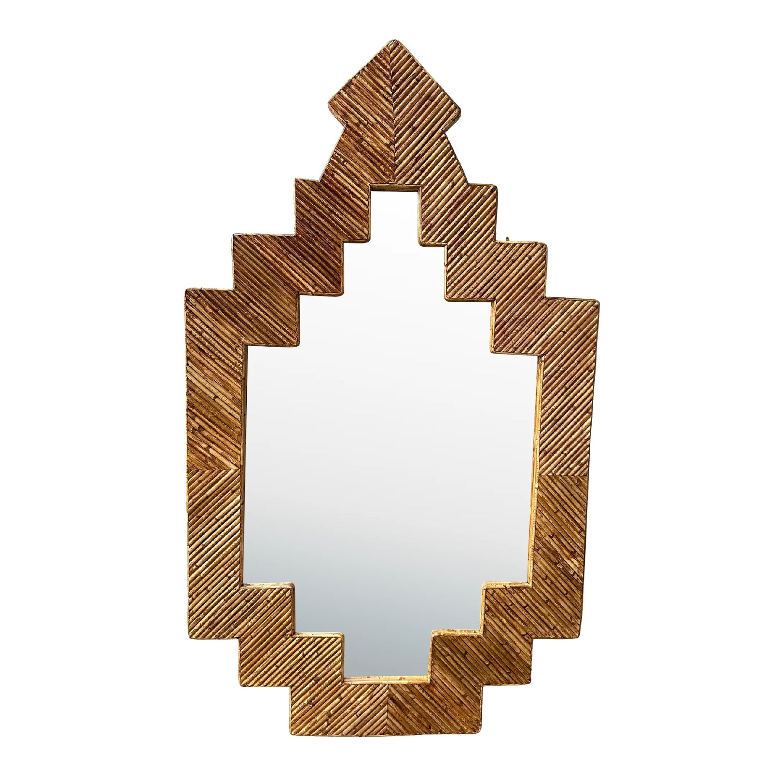 Rattan Pyramid Mirror by Vivai Del Sud. Italy, 1970s | Chairish