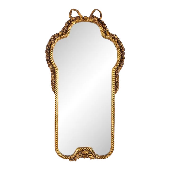 Antique Gold Gilt Mirror - Bow Tie Motif | Chairish