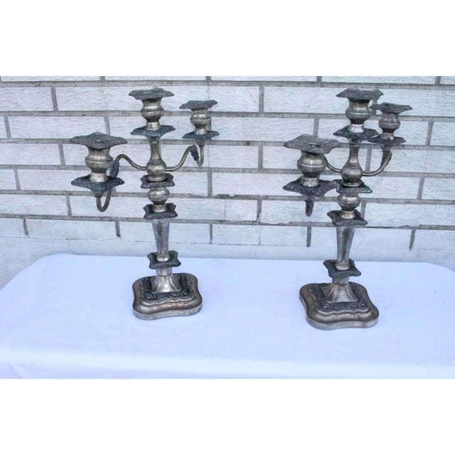 Antique Pair of English Regency Silver on Copper Candle Holders, 19th ...