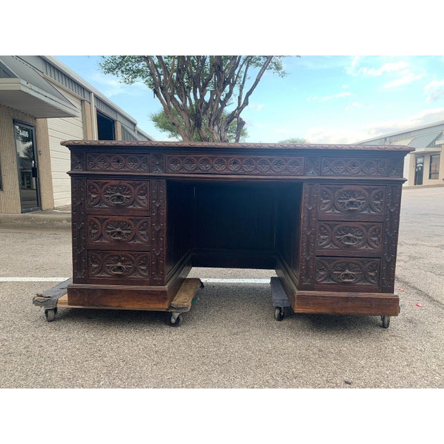 1800s Antique Breton Highly Carved 6 Drawers French Desk | Chairish