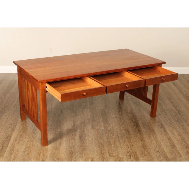 Stickley Mission Collection Cherry Spindle Writing Desk | Chairish