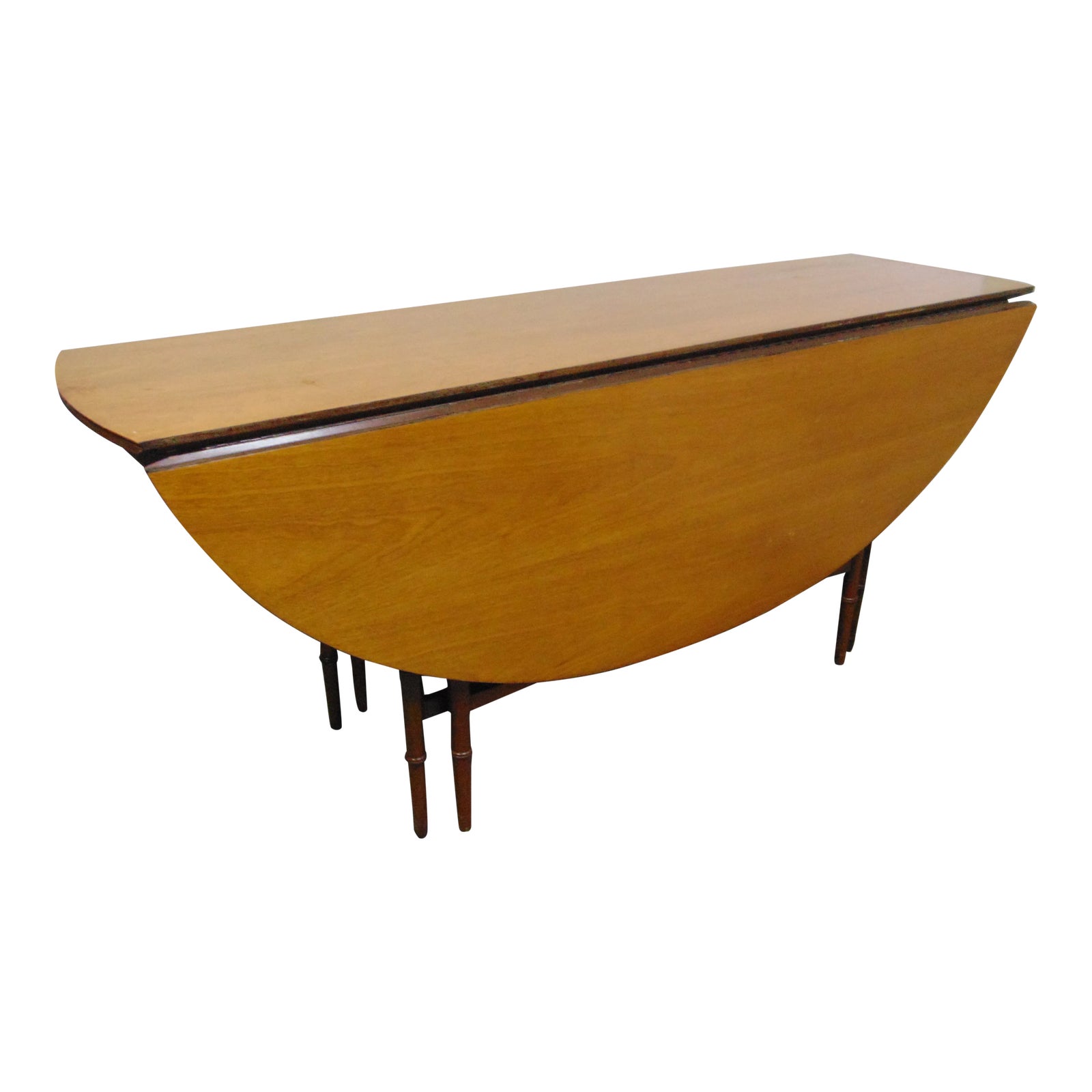 Regency Mahogany Faux Bamboo Dropleaf Dining Table | Chairish
