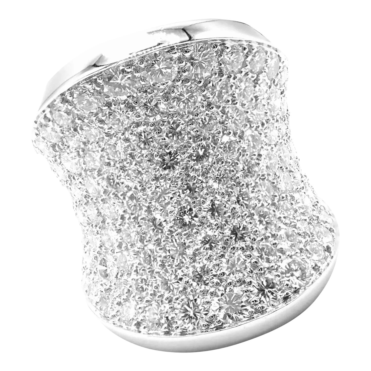 Cartier Chalice 18k White Gold Diamond Large Ring Paper, size 6 | Chairish