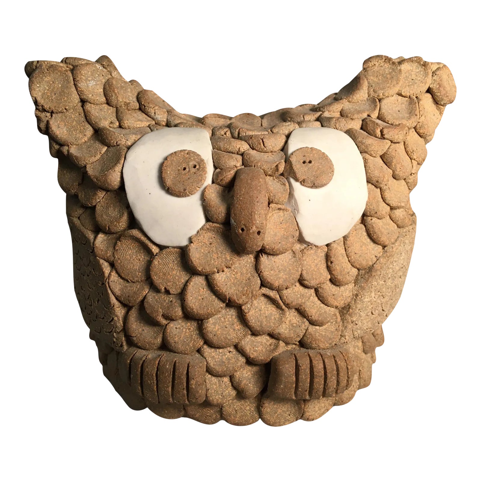 Vintage 1980s Clay Owl Sculpture | Chairish