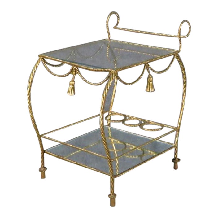 Vintage Italian Rope and Tassel Bar Cart | Chairish