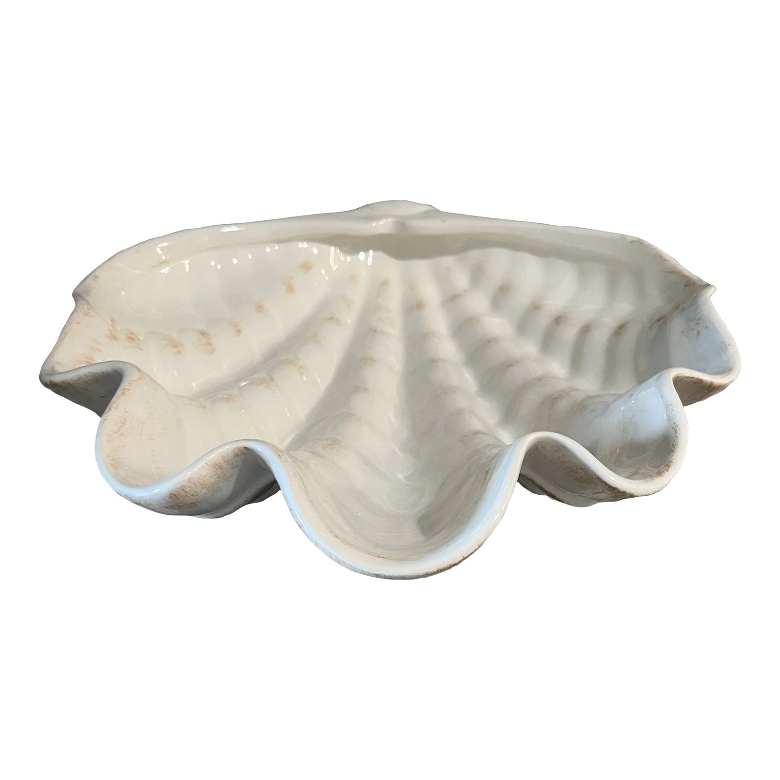 1950’s Decorative Ceramic Clam Shell Bowl | Chairish