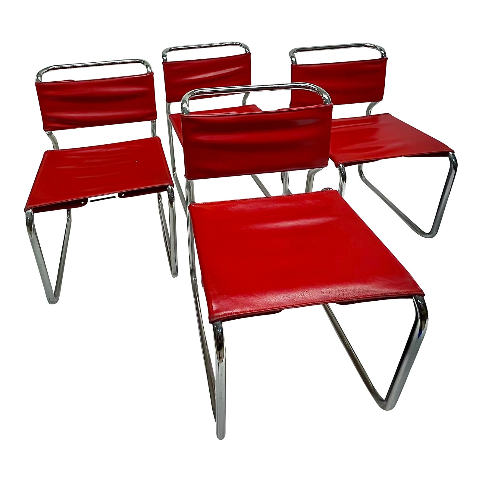 1970's Nicos Zographos Designs No 66 Tubular Chrome Dining Chairs - Set ...