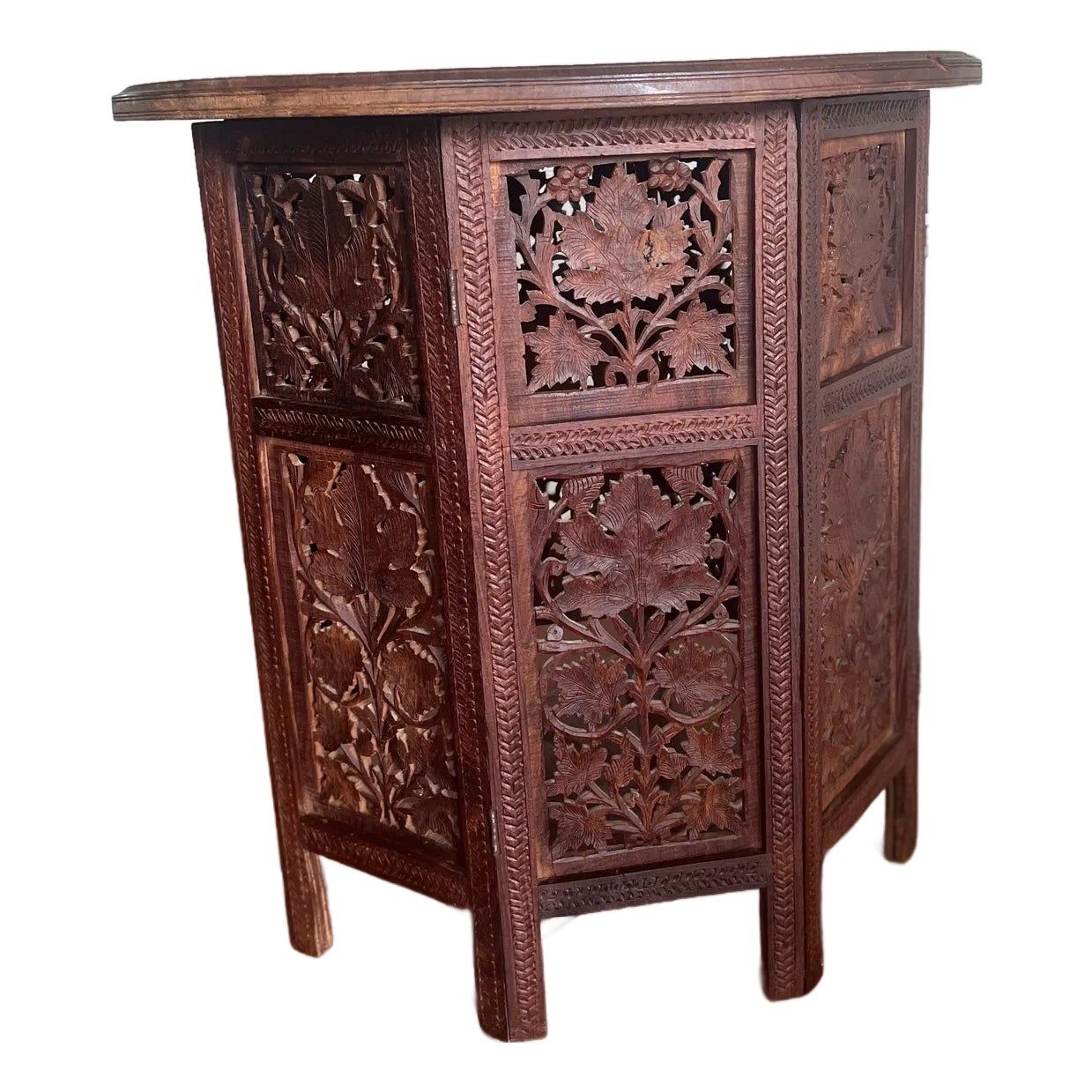 1920s Moorish or Anglo Indian Teak Carved Side Table With Open Fretwork ...