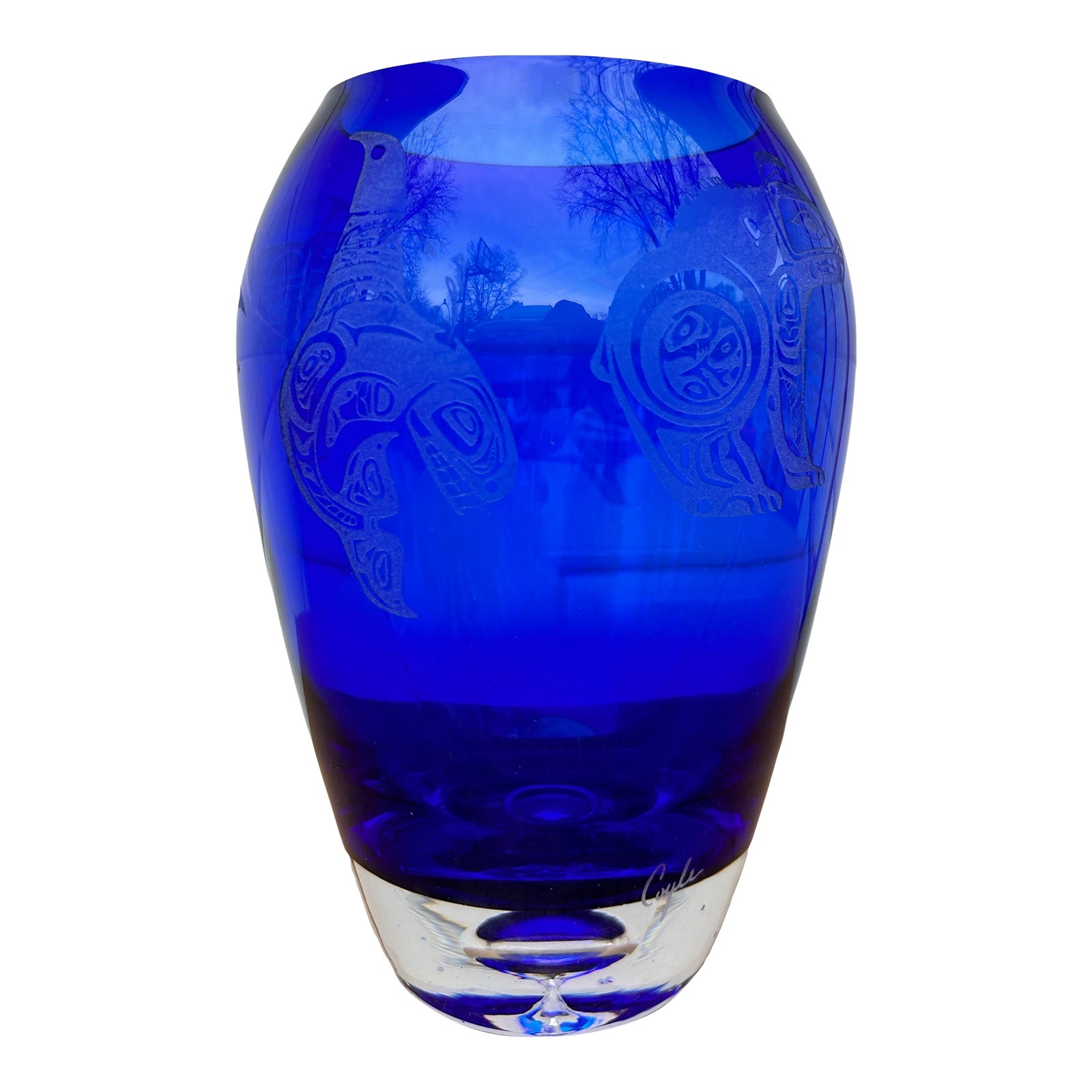 Late 20th Century Perry Coyle Etched Glass Vase | Chairish