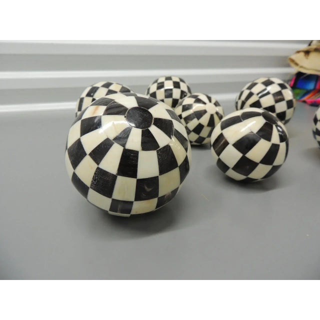 Black and White Round Faux-Bone Decorative Sphere Objects - Set of 7 ...
