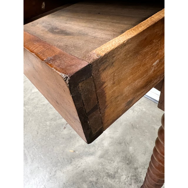 Antique Bobbin Leg Cherry Wood One Drawer Primitive Drink / Side / Work ...