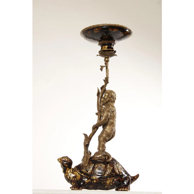 Early 21st Century Mark Roberts Bronze Monkey Candle Holders - A Pair ...