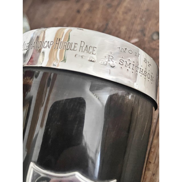 Antique 1886 Sterling and Horn Hurdle Trophy Cup | Chairish