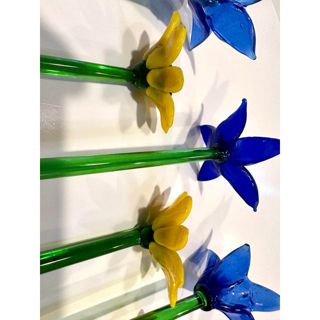 Mid 20th Century Hand Blown Art Glass Flowers - Set of 8 | Chairish