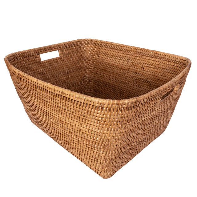 Artifacts Saboga Home Family Basket with Cutout Handle in Honey Brown ...
