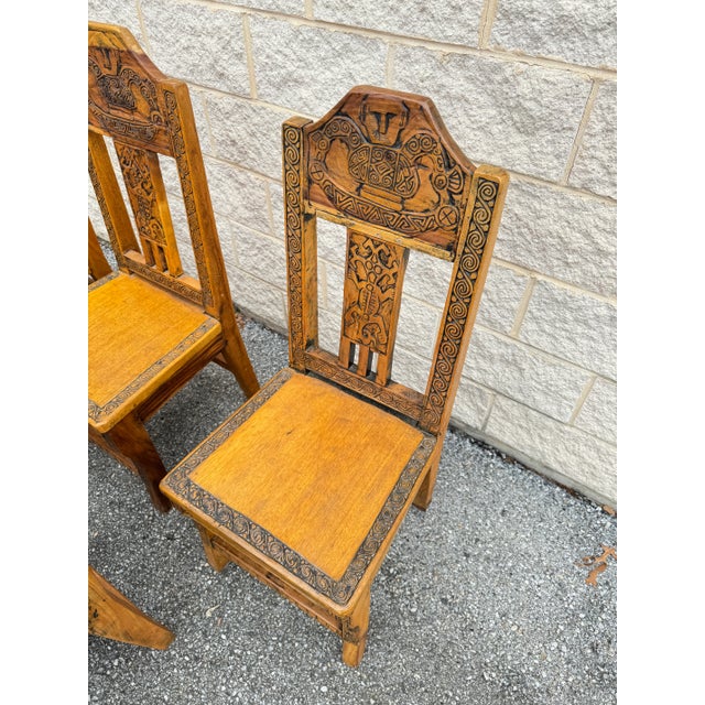 Custom Hand Carved Witco Tiki Style Polynesian Side Chairs - Set of ...