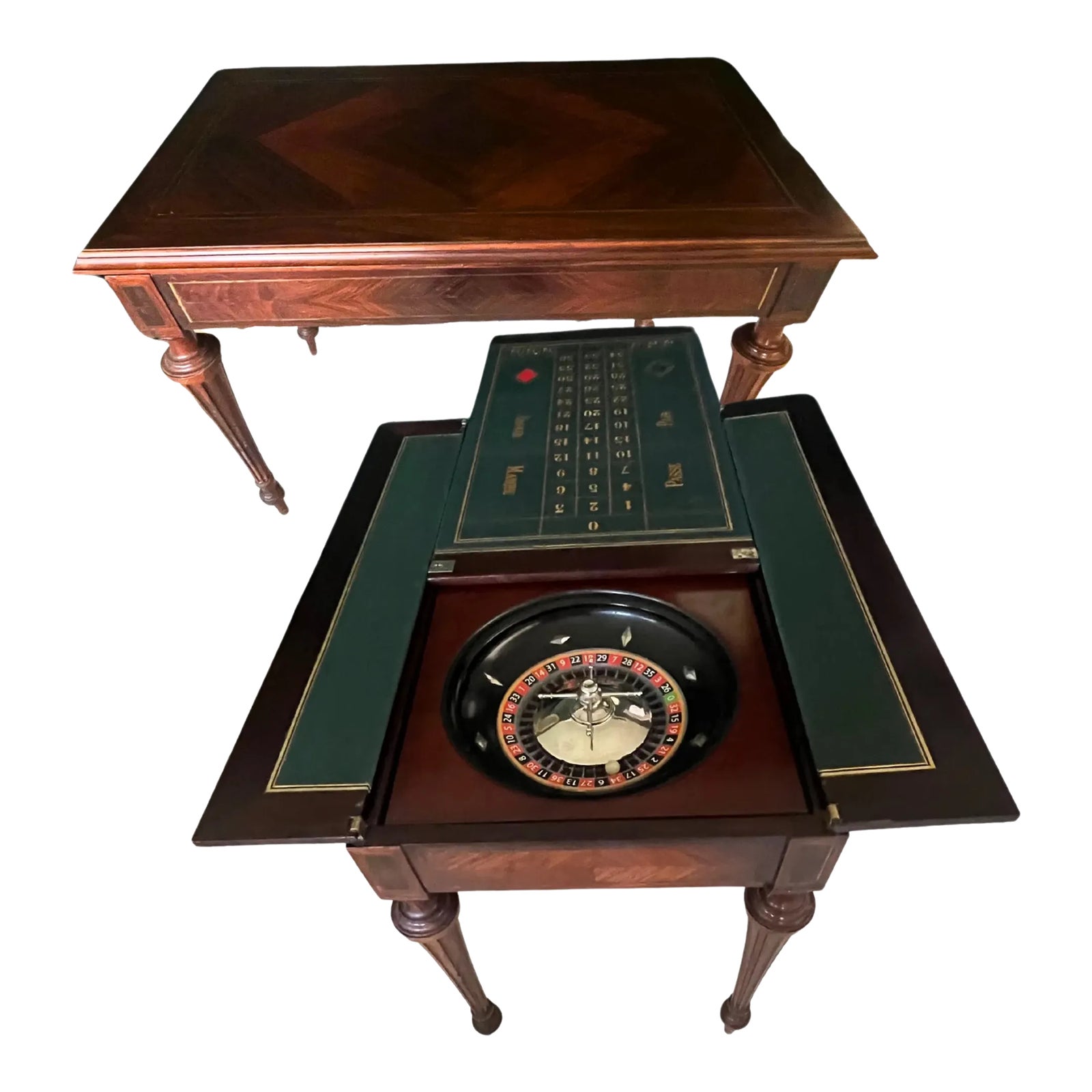 Antique French Parquetry Mahogany Roulette / Card Table, Circa 1890 ...