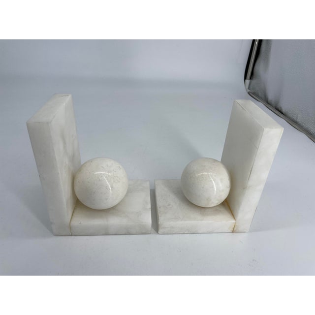 Alabaster Sphere Bookends | Chairish