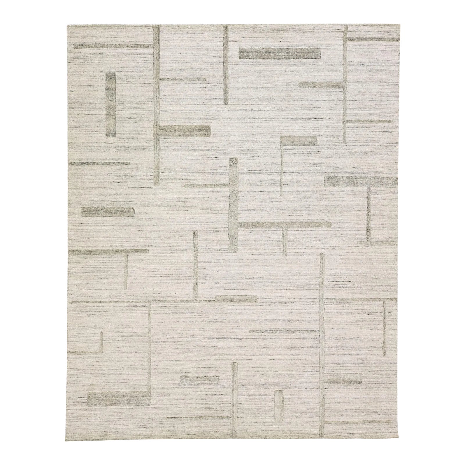 Ivory Contemporary Texture Handmade Wool & Viscose Rug | Chairish
