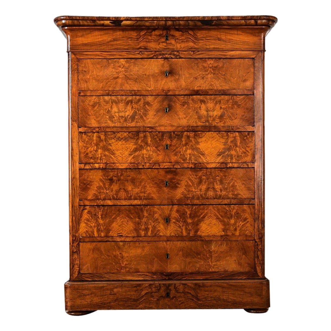 French 19th Century Louis Philippe Burl Walnut Tall Chest | Chairish