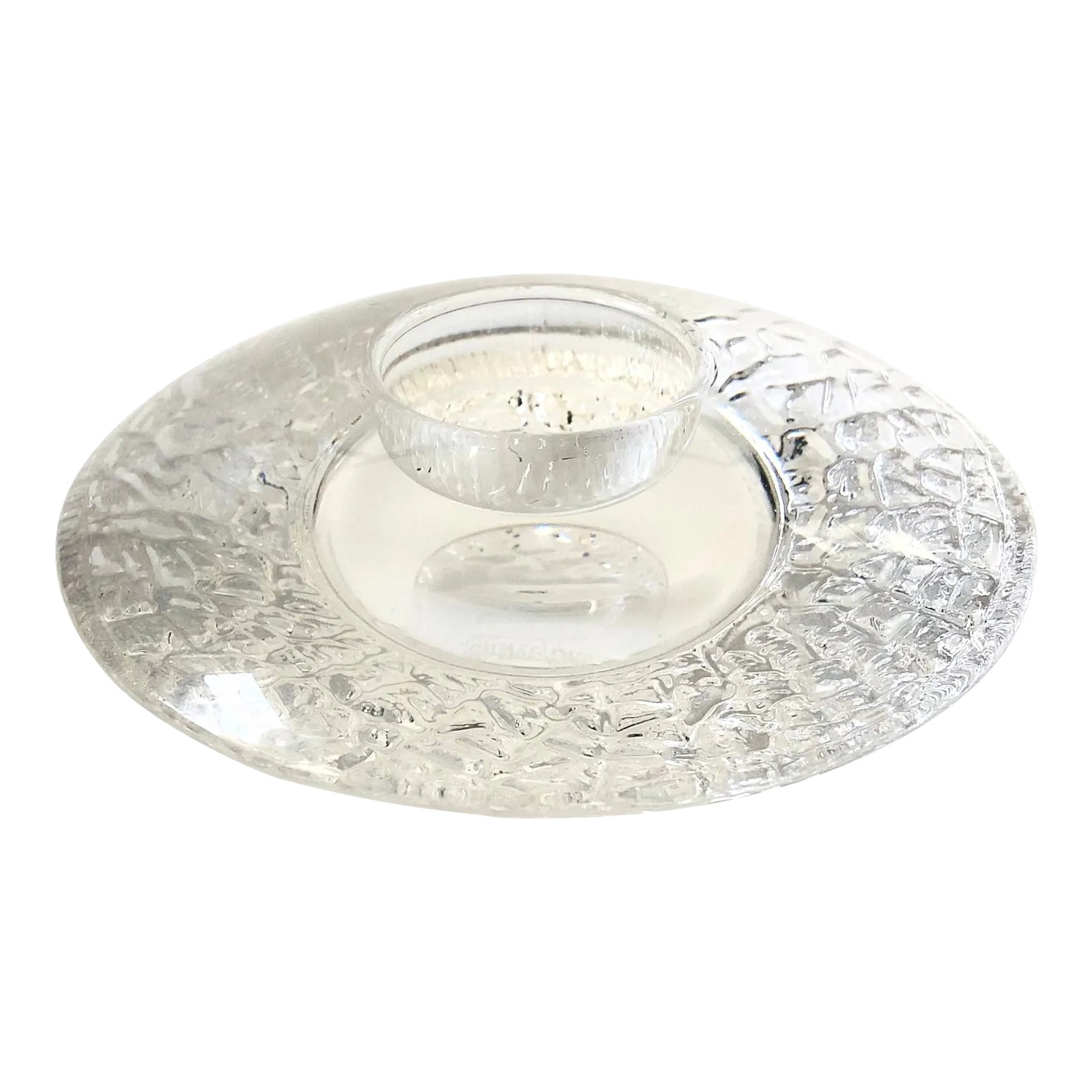 Orrefors Sweden Discus Votive Candle Holder | Chairish