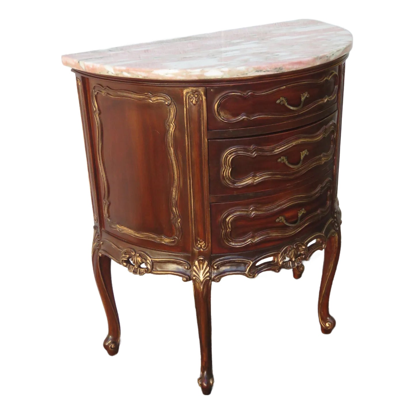 French Marble Top Semi Circle Commode Small Dresser End Table 5897a ...