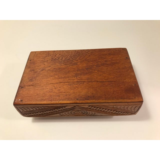 New Zealand Mid-Century Maori Wooden Tiki Box Waka Huia Hand Carved Art ...