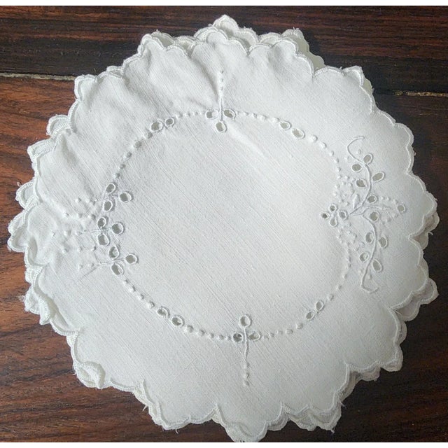 Vintage Embroidered Fine Linen Coasters - Set of 6 | Chairish