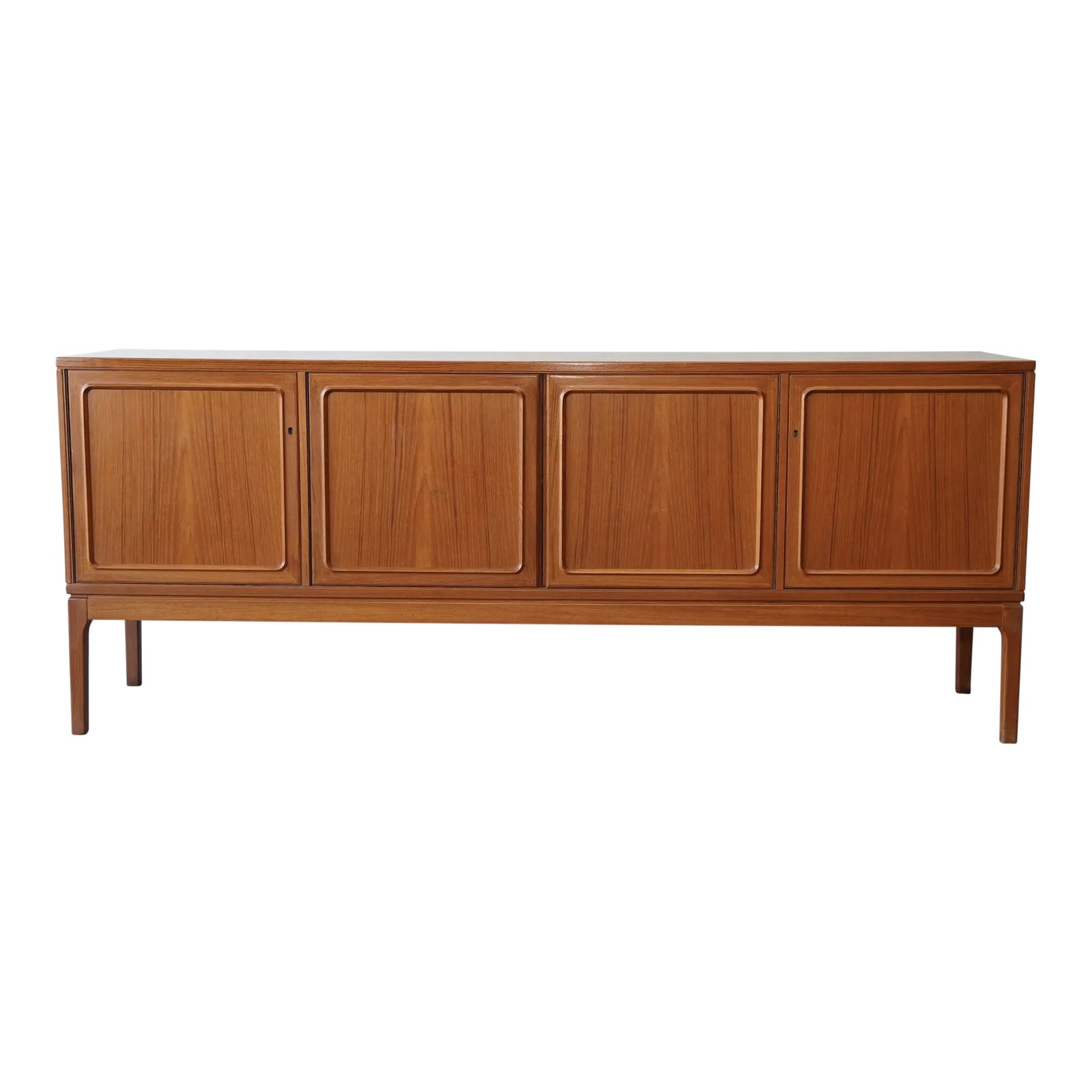 1960s Mid Century Danish Modern Teak Credenza W/ Skeleton Key Access ...